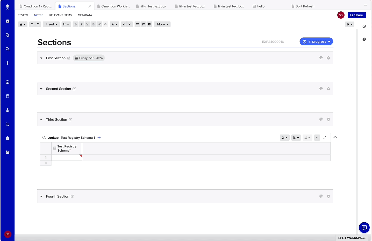 Using Collapsible Notebook Sections Benchling