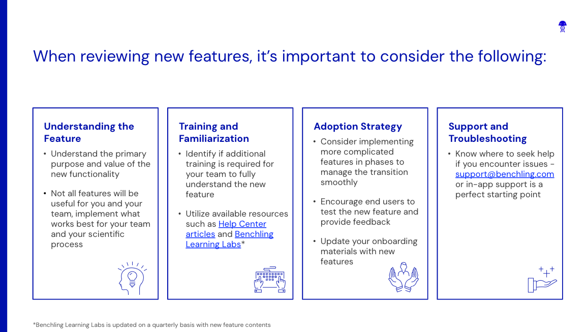 New Feature Enablement Best Practices – Benchling New Feature Enablement Best Practices – Benchling