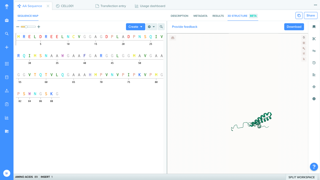 AA sequence overview – Benchling