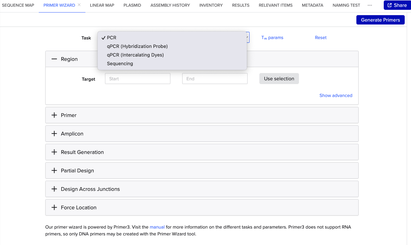 Use primers – Benchling