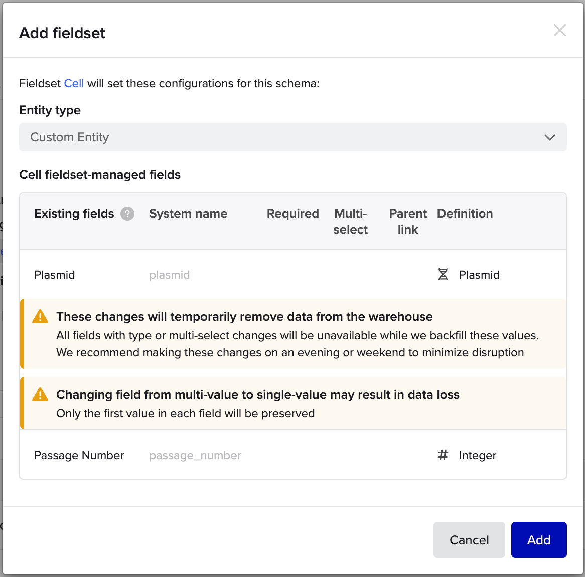 Configure Registry schemas – Benchling