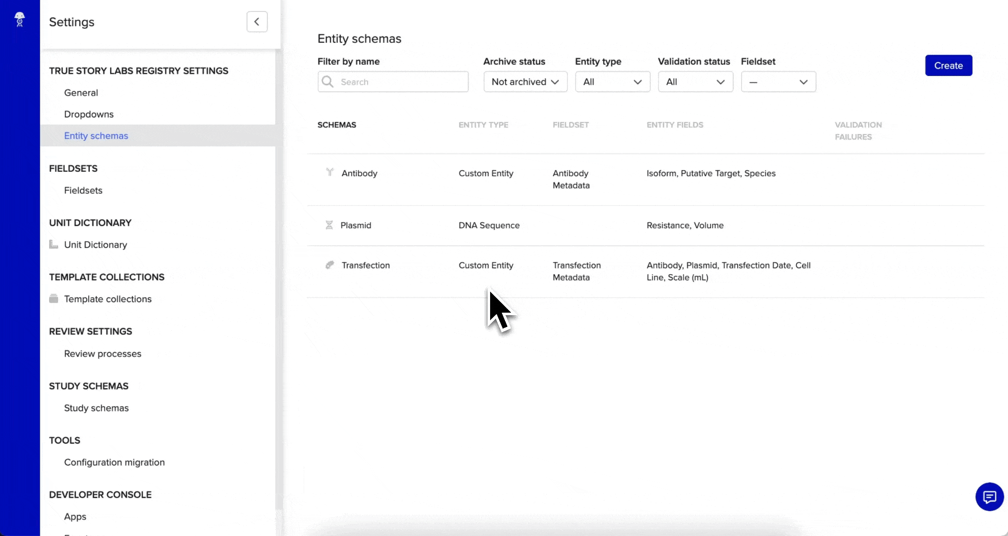 Configure Registry schemas – Benchling