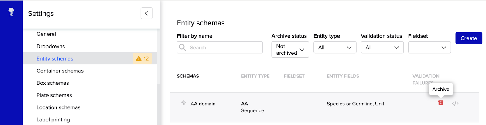 Configure Registry schemas – Benchling