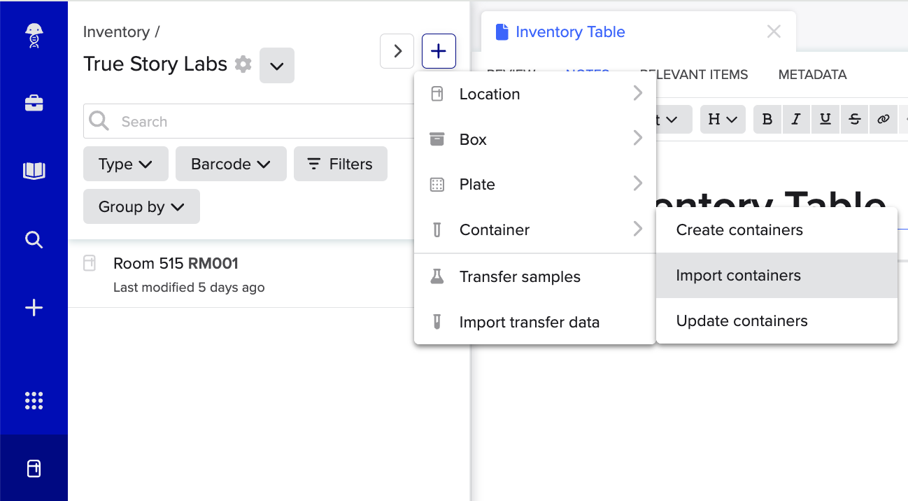 Create and track samples with the Inventory – Benchling