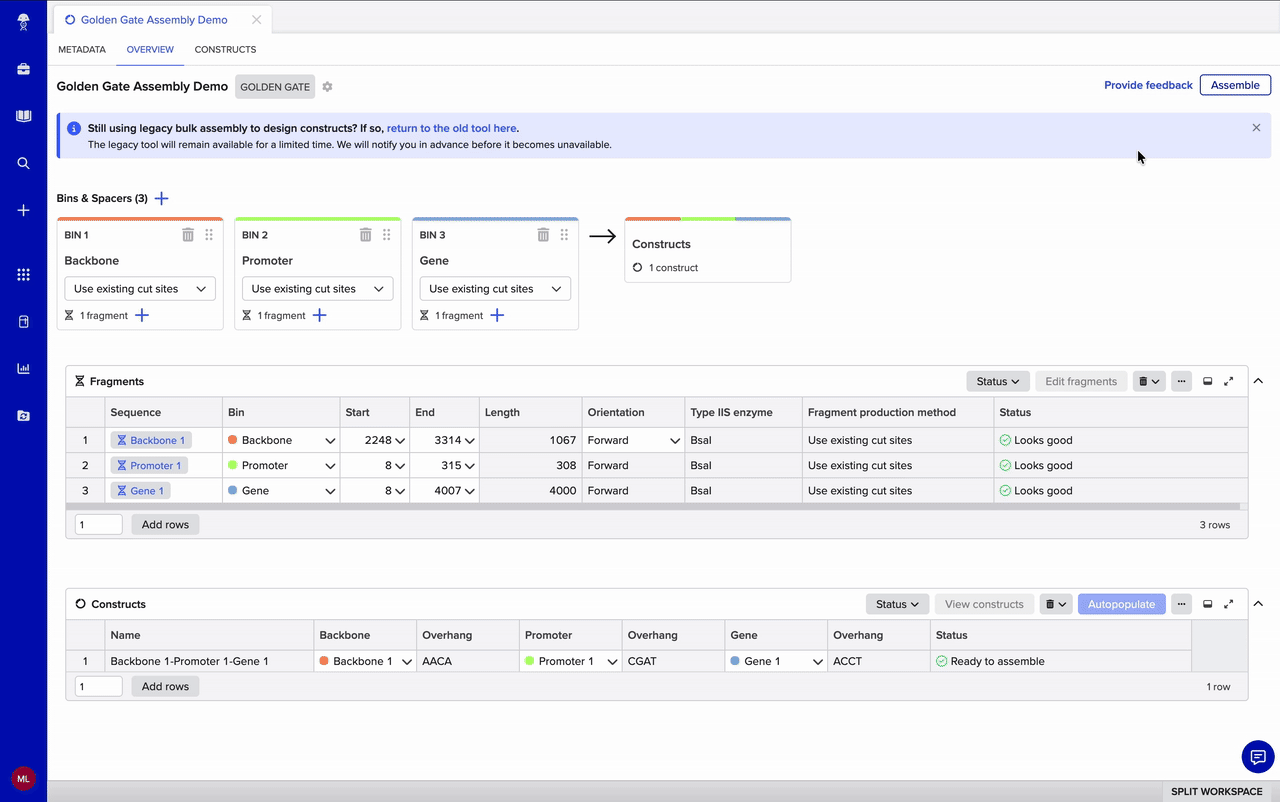 How to use the combinatorial cloning and concatenation assembly tools – Benchling