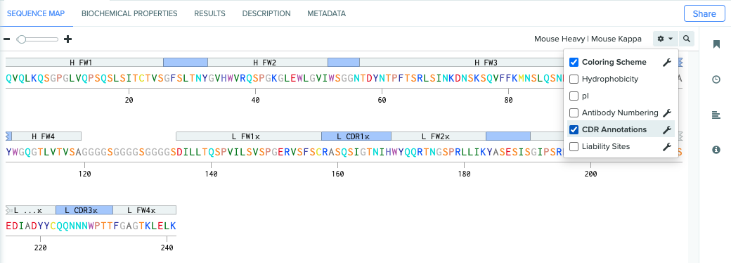 Annotate antibody-specific information on protein sequences – Benchling