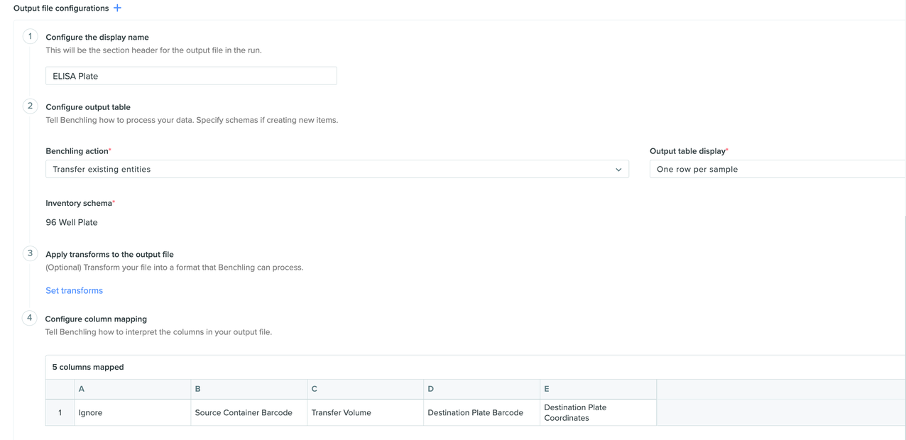 Configure The Output File Config Of A Lab Automation Run Benchling